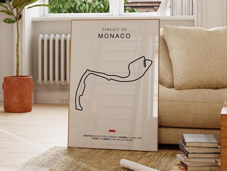 Monaco Track Map Print: Monte Carlo Street Circuit (digital Download ...