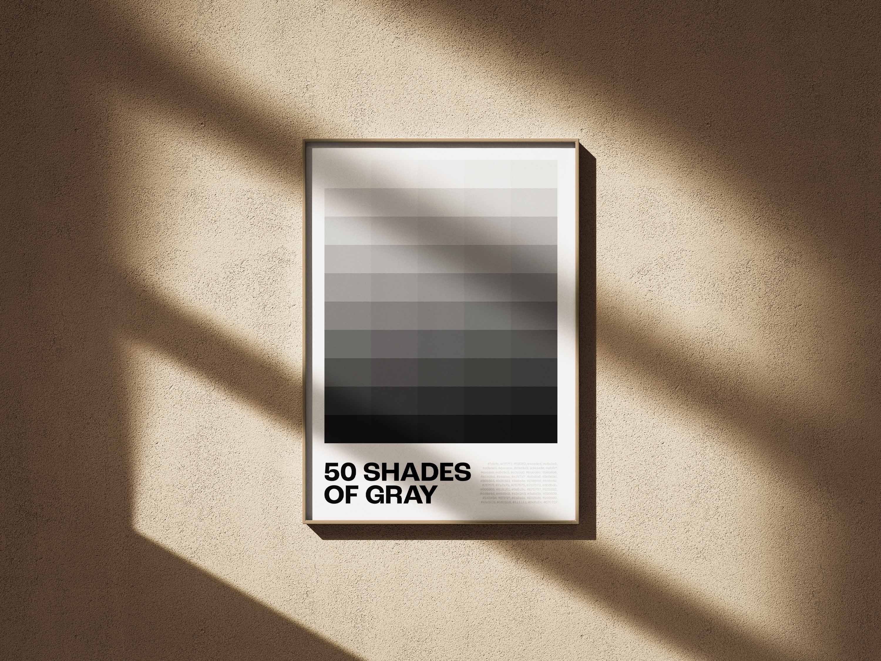 Gray Poster, Color Chart Art, Minimalist Gray Scale Print, Gray ...