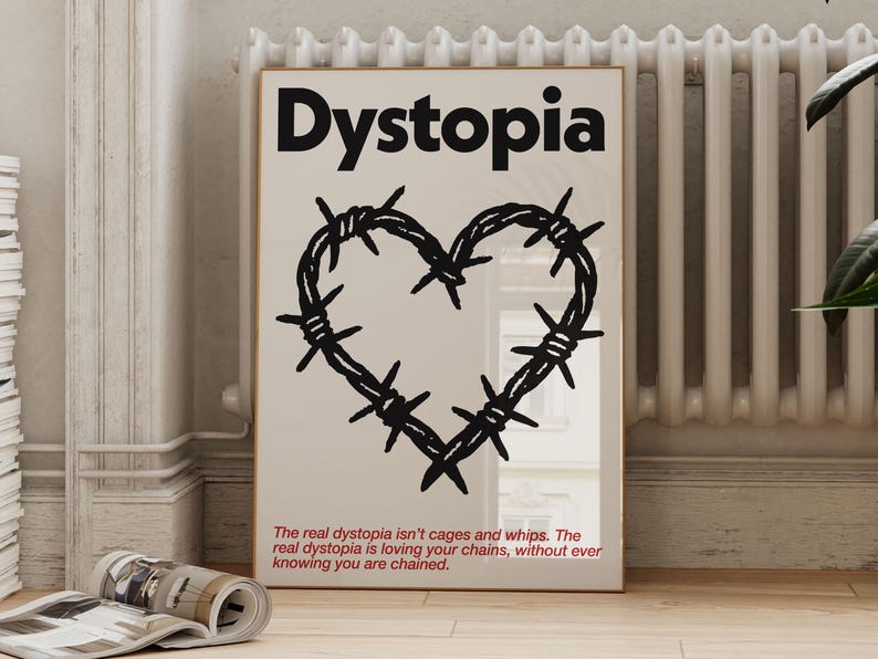 Dystopian Heart Barbed Wire Art Print: Edgy Political Poster - Etsy