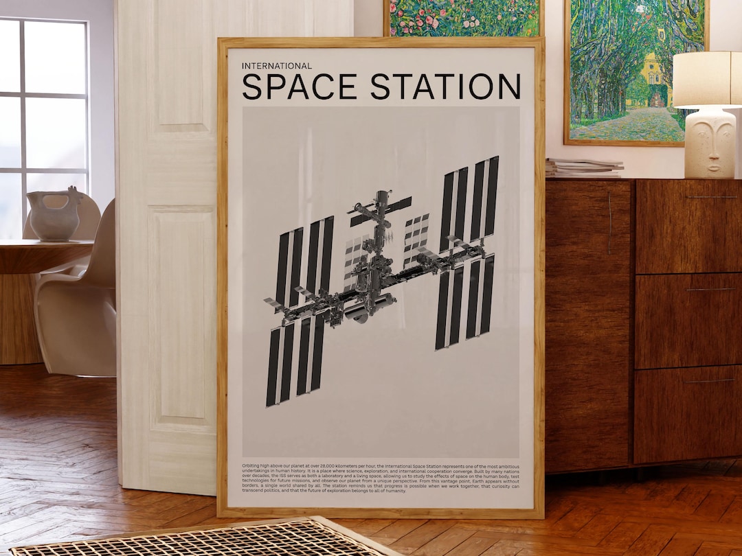 International Space Station Poster: Minimalist ISS Wall Printable Art ...