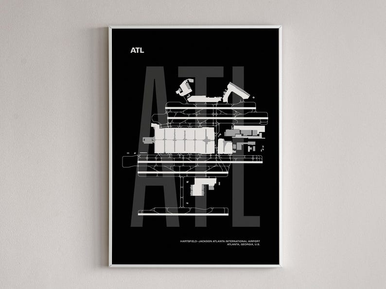 ATL Airport Poster, Atlanta Airport Map Print, Hartsfield-jackson ...