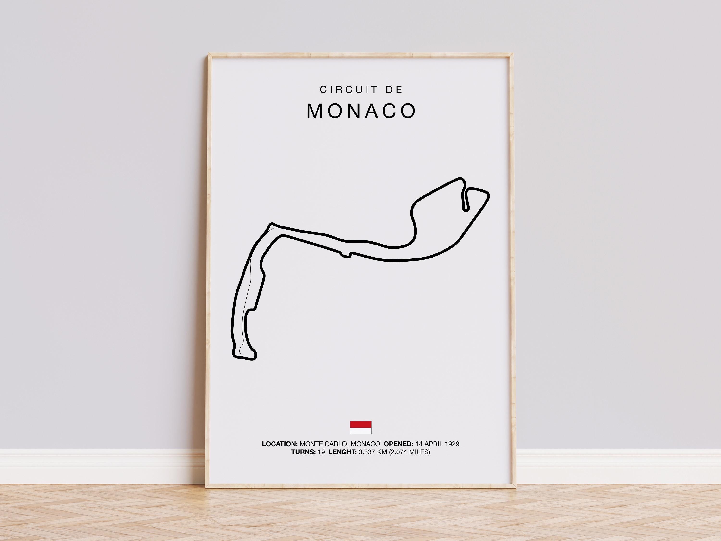 Monaco Track Map Print: Monte Carlo Street Circuit (digital Download ...