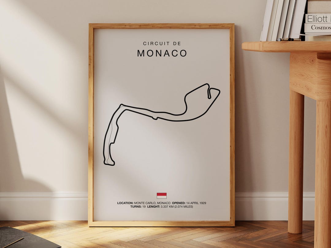 Circuit De Monaco Track Map Print: Minimalist Motorsport Wall Art - Etsy