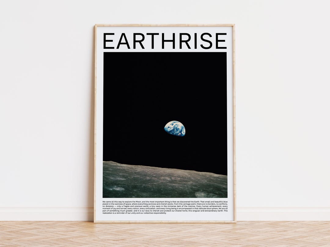 Earthrise Photo Print, NASA Poster, Earth Wall Art, Space Art Print ...
