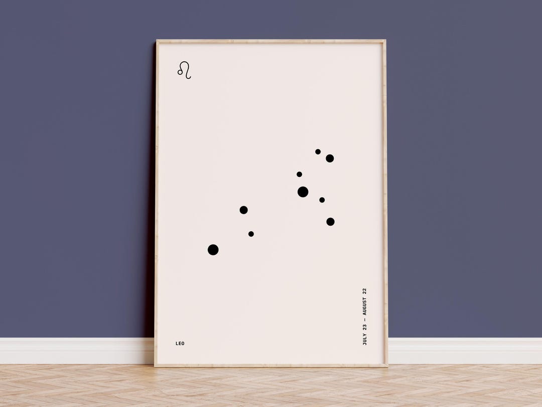 Minimalist Leo Constellation Art Print: Modern Zodiac Decor (digital ...
