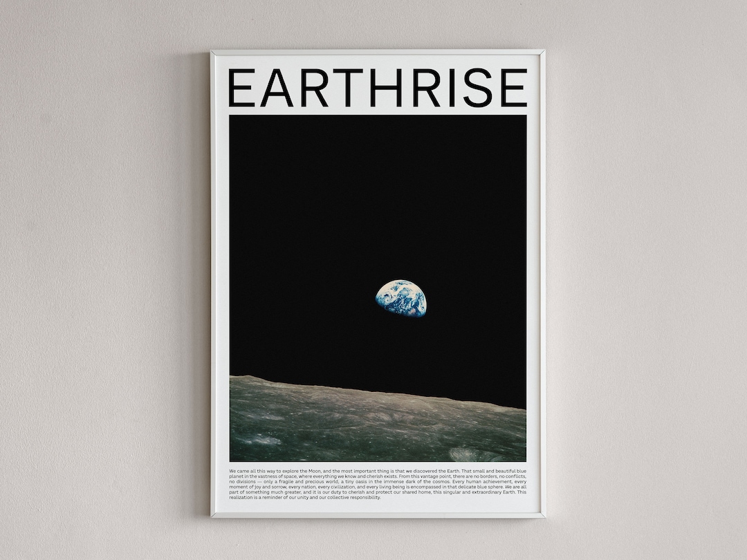 Earthrise Photo Print, NASA Poster, Earth Wall Art, Space Art, Apollo ...