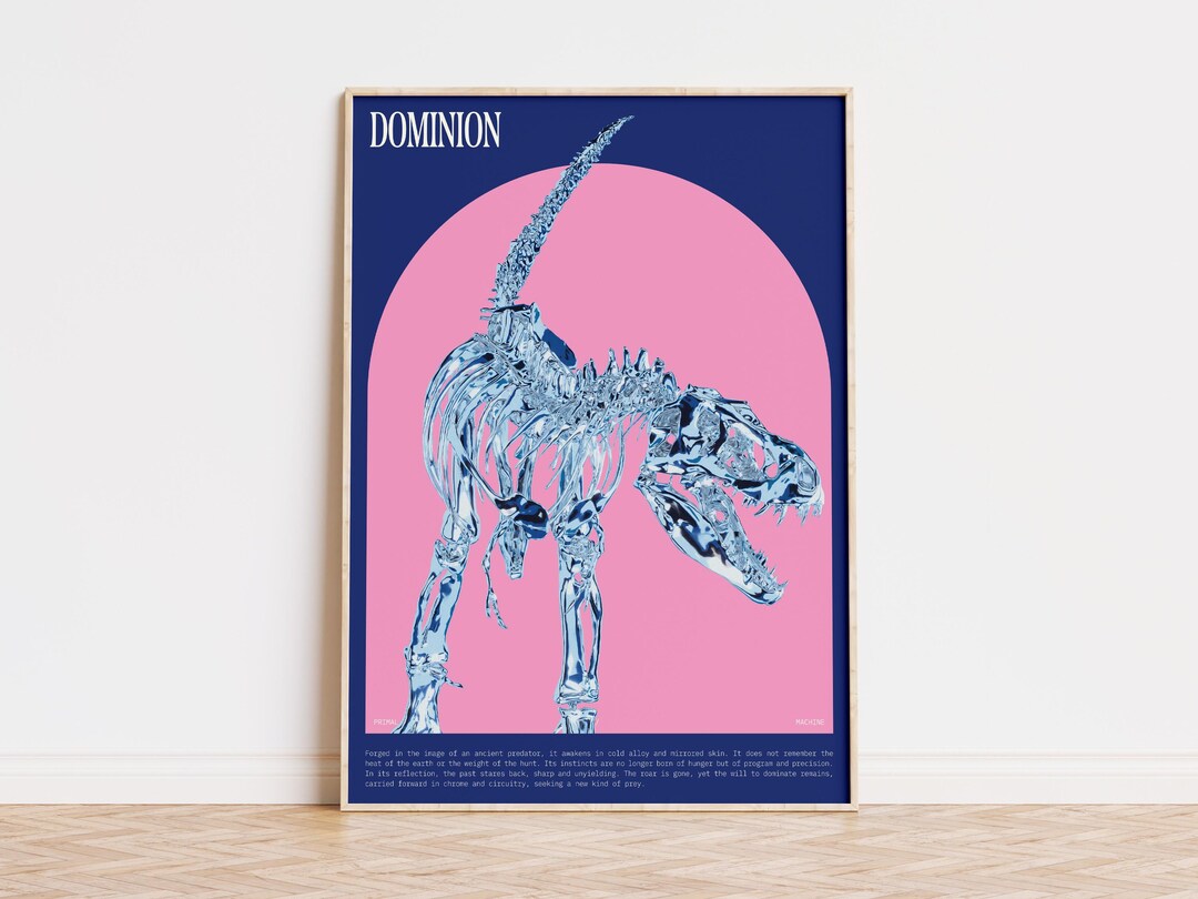 Cyberpunk Dinosaur Printable Art: Chrome T-rex Skeleton Art (digital ...