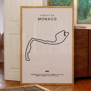 Monaco Track Map Print: Monte Carlo Street Circuit (digital Download ...