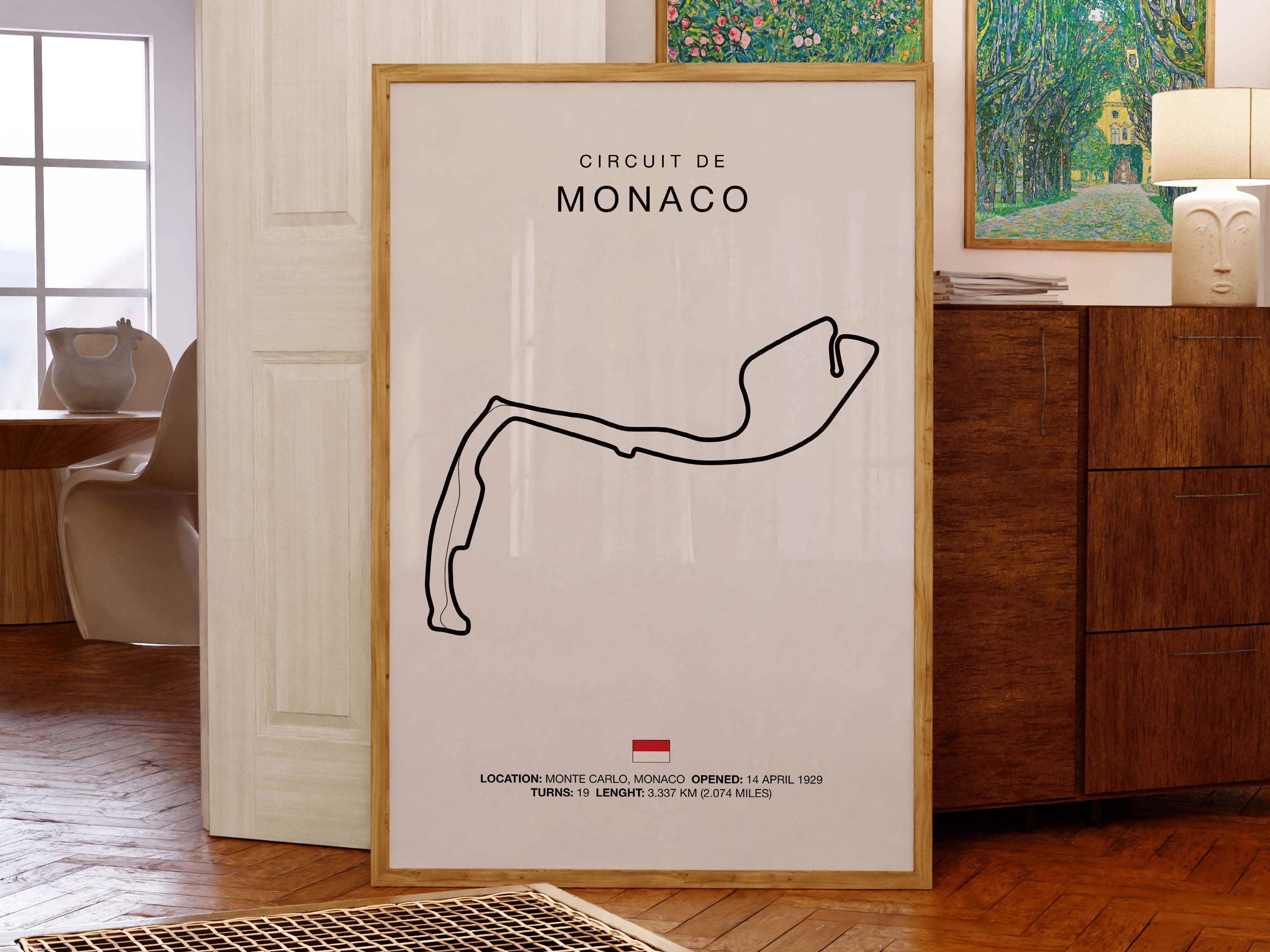 Monaco Track Map Print: Monte Carlo Street Circuit (digital Download ...