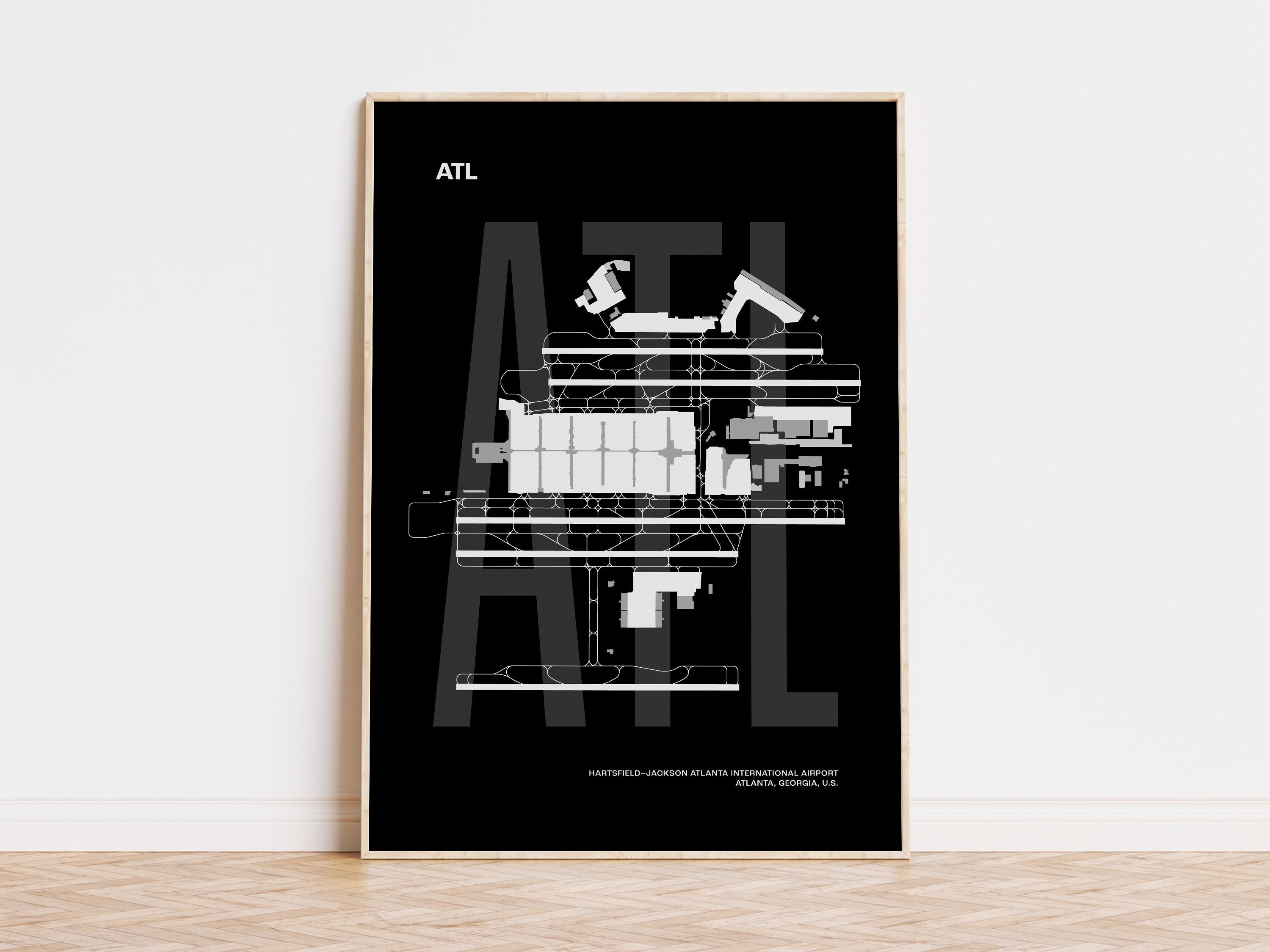 ATL Airport Poster, Atlanta Airport Map Print, Hartsfield-jackson ...