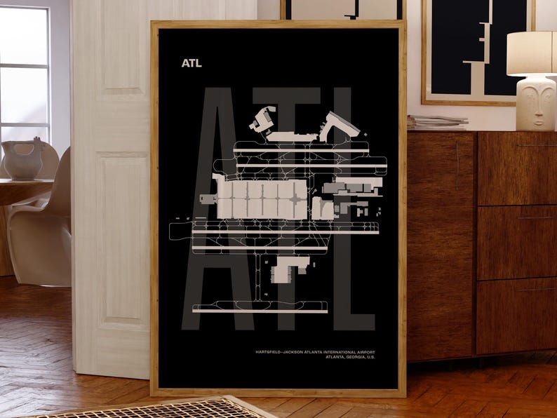 ATL Airport Poster, Atlanta Airport Map Print, Hartsfield-jackson ...