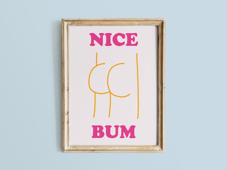 Funny Bathroom Art Print: Nice Bum Line Drawing (digital Download) - Etsy