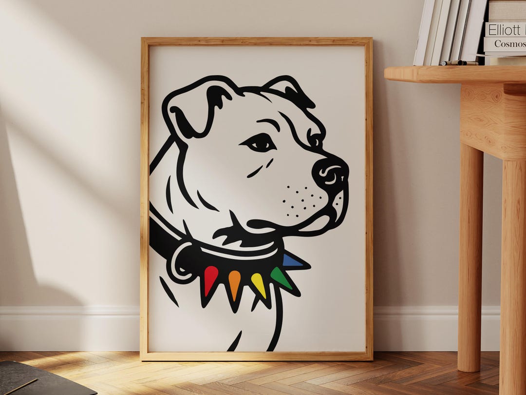 Pit Bull Pride Art Print: Rainbow Spiked Collar, LGBTQ Dog Poster - Etsy
