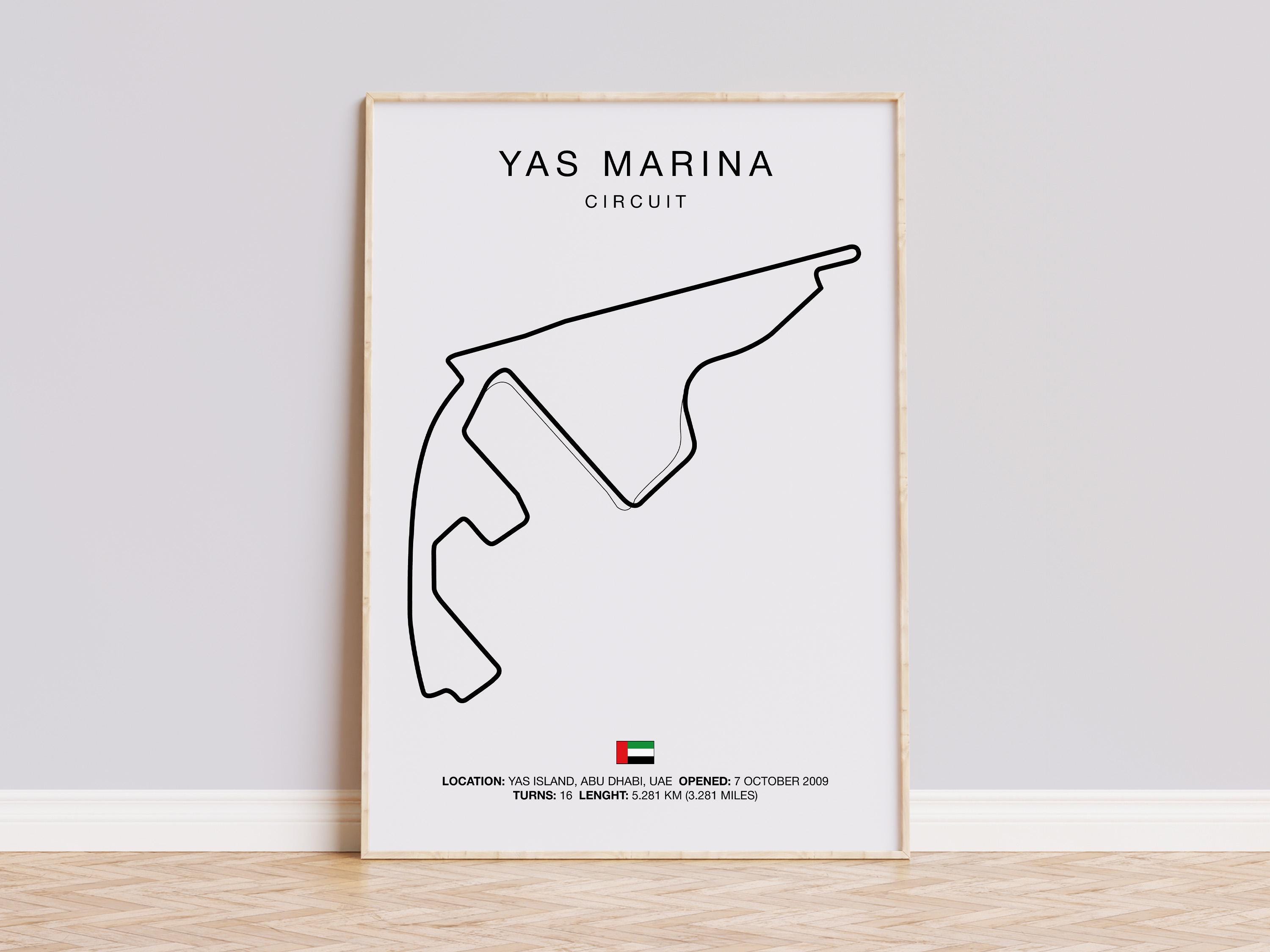 Yas Marina Circuit Track Poster, Abu Dhabi Racing Map Art, Modern Track ...