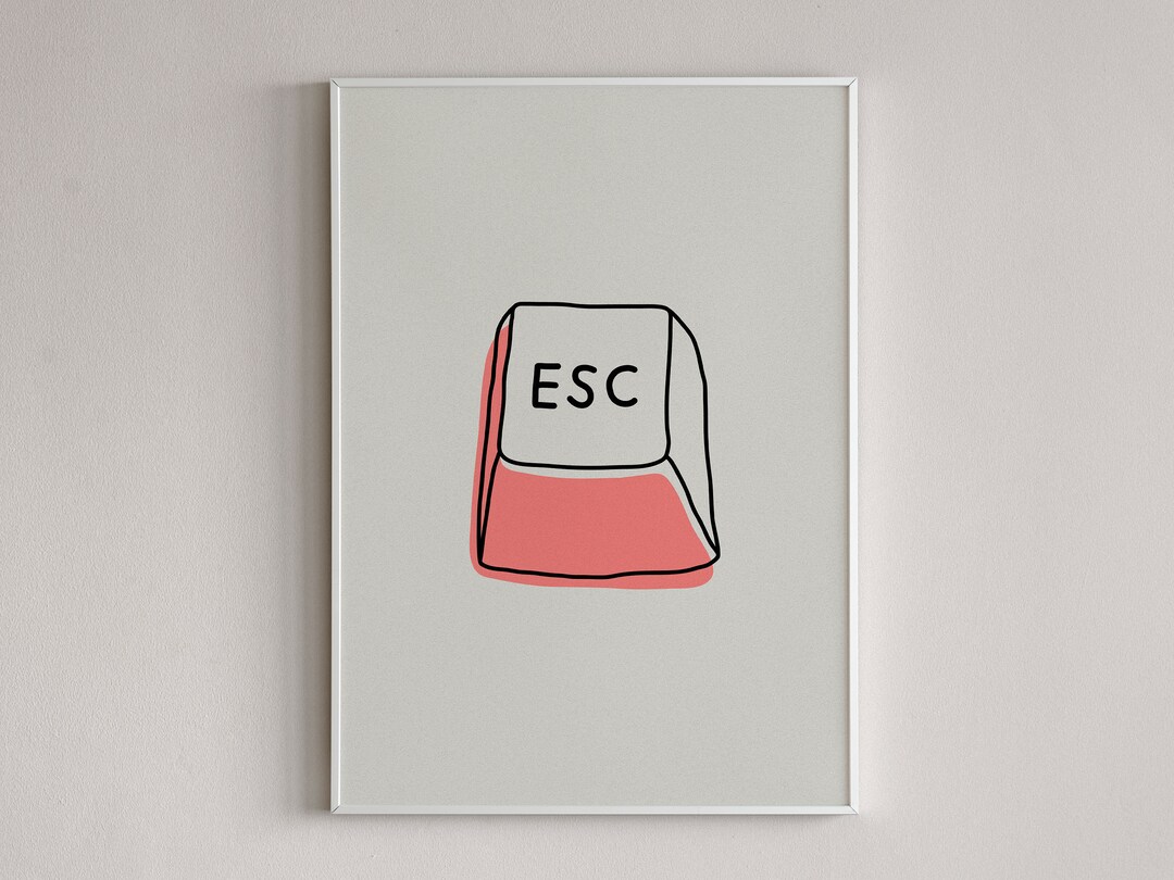 ESC Key Art Print, Vintage Poster, Retro Wall Art, Computer Key ...