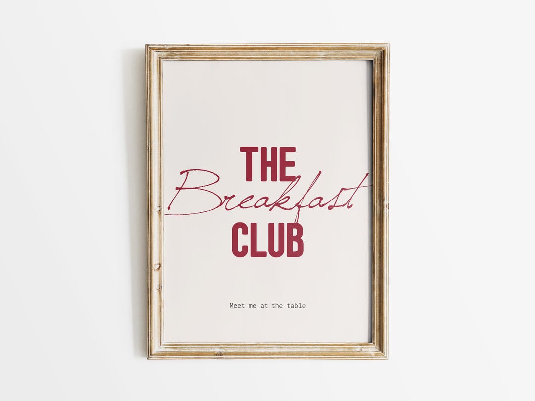 The Breakfast Club, Typography Quote Poster, Cozy Home Decor, Trendy ...