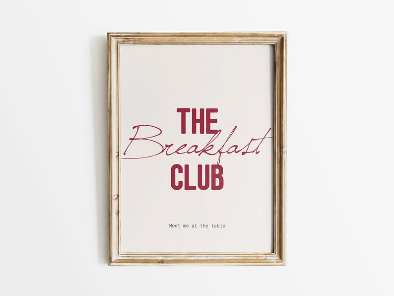The Breakfast Club, Typography Quote Poster, Cozy Home Decor, Trendy ...