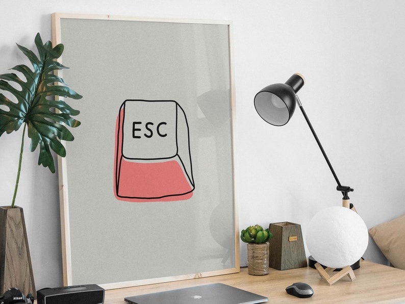 ESC Key Art Print, Vintage Poster, Retro Wall Art, Computer Key ...