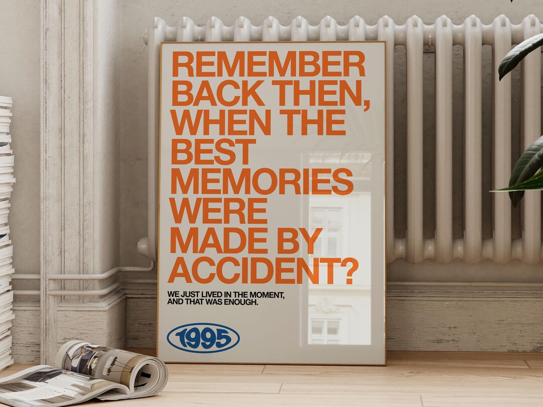 1990s Nostalgia Print: Bold Orange Typography, Retro Wall Art - Etsy