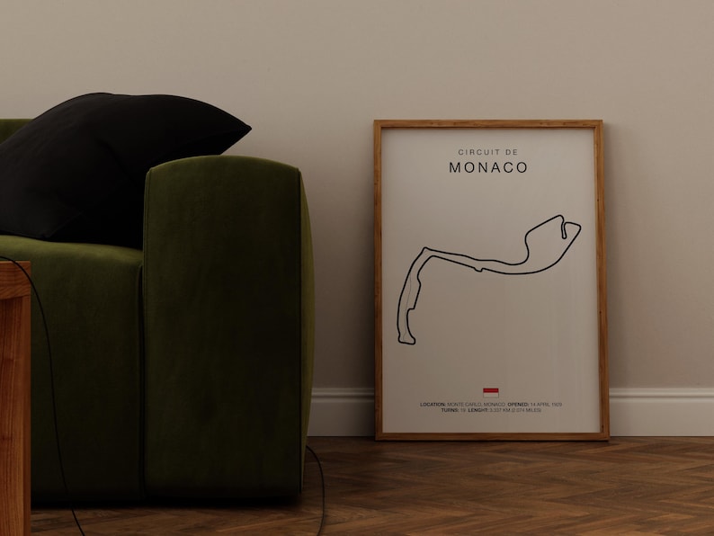 Monaco Track Map Print: Monte Carlo Street Circuit (digital Download ...