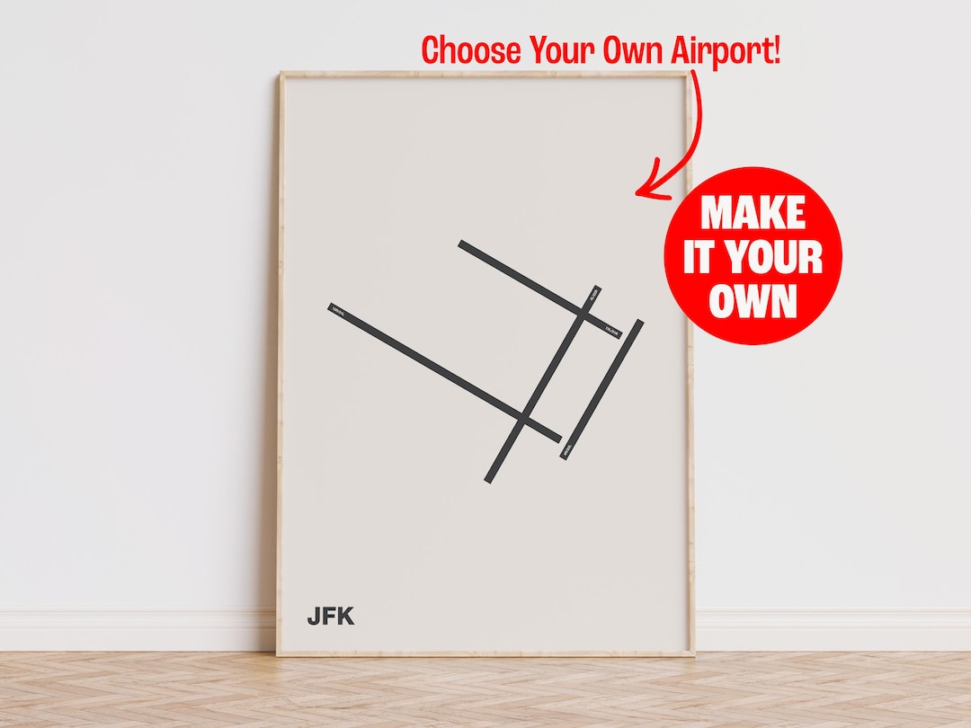 Custom Airport Runway Map Poster, Personalized Airport Wall Art ...