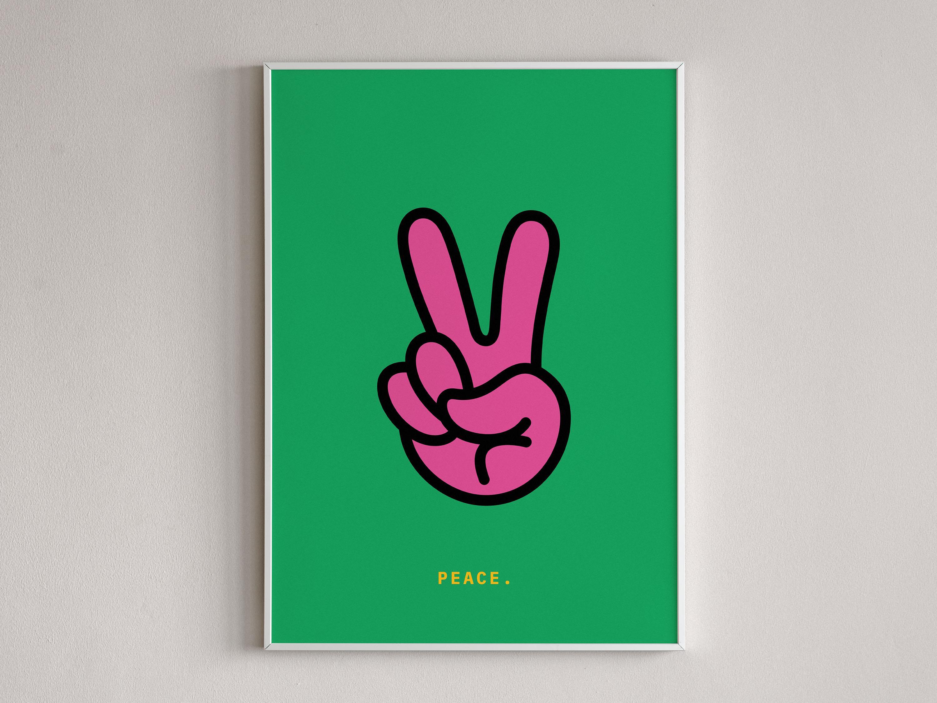 Retro Peace Sign Poster, Pop Art Print, Modern Minimalist Wall Art, 60s ...