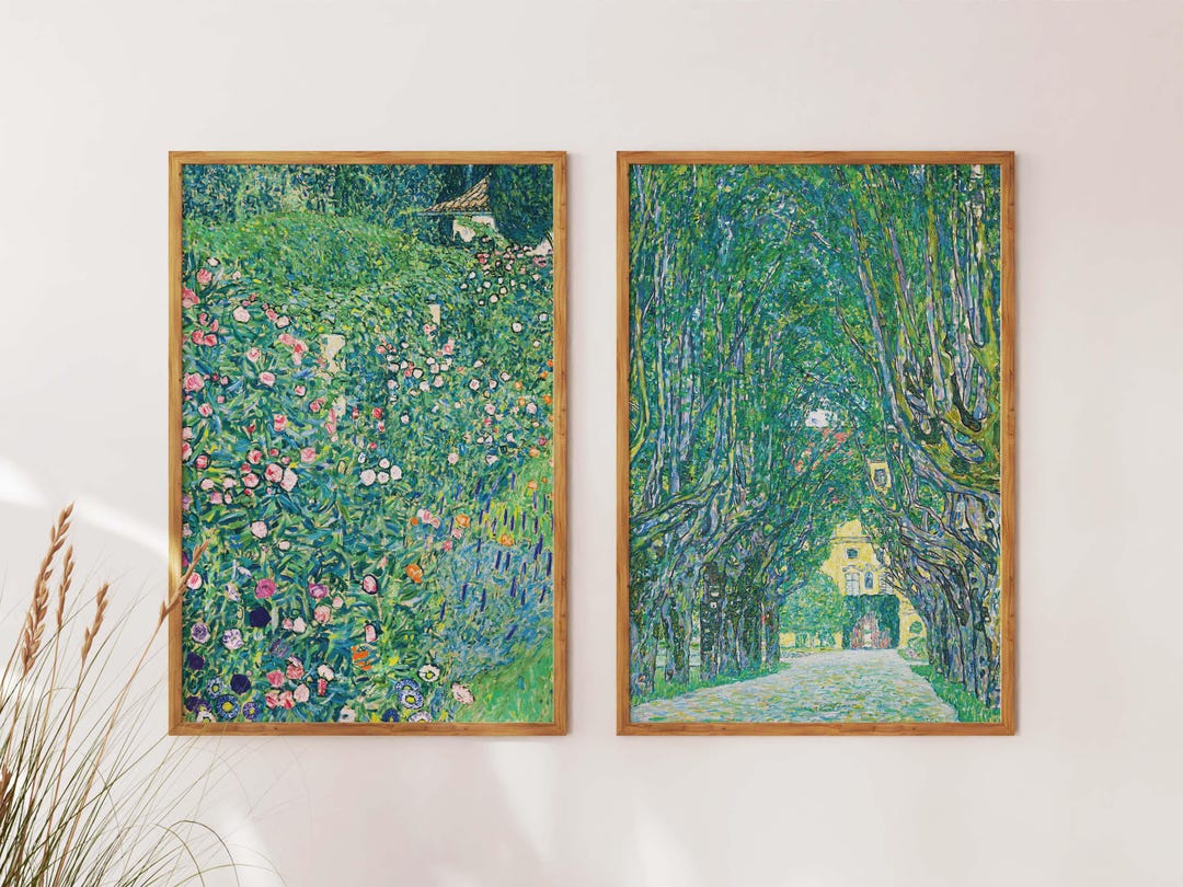 Gustav Klimt Art Print Set, Home Decor, Vibrant Landscape Wall Art 2 ...