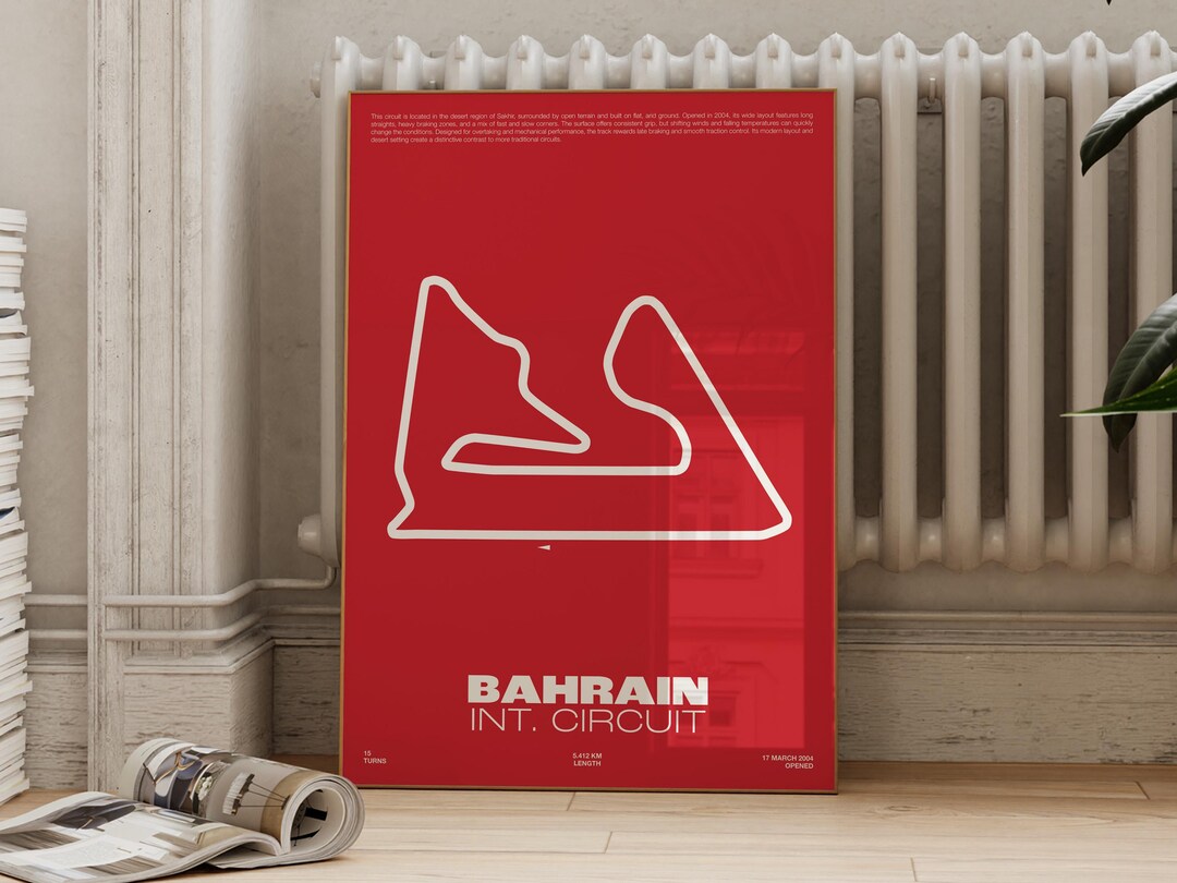 Bahrain Race Track Art: Minimalist Motorsport Circuit Map Print - Etsy