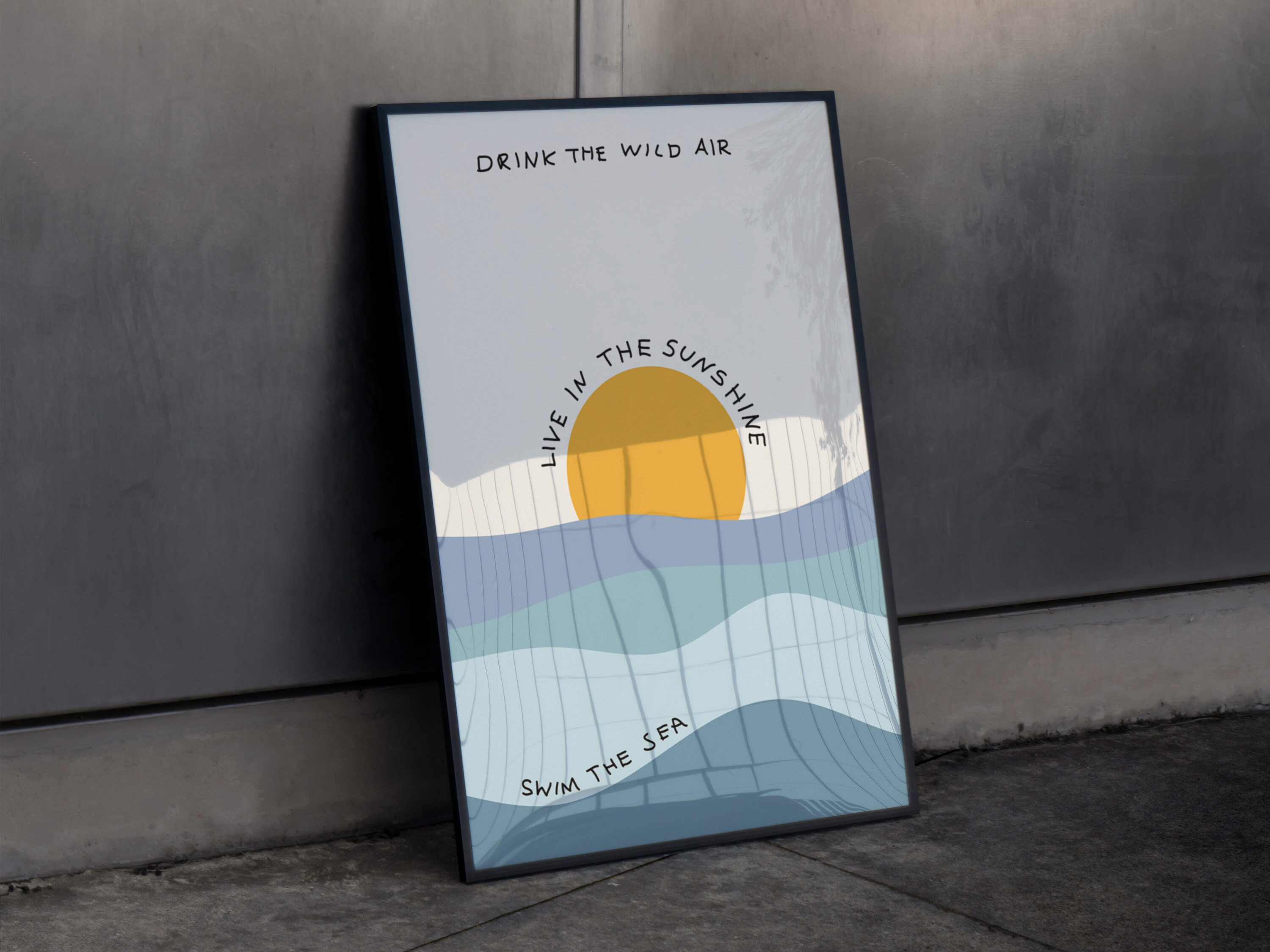 Ocean Waves Poster, Abstract Waves Print, Inspirational Quote, Sunset ...