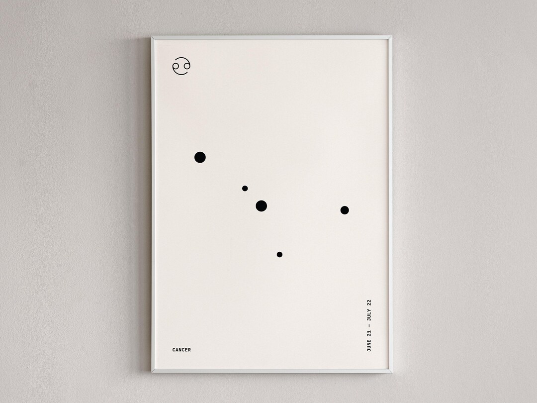 Cancer Poster, Zodiac Wall Art, Minimalist Constellation Print ...