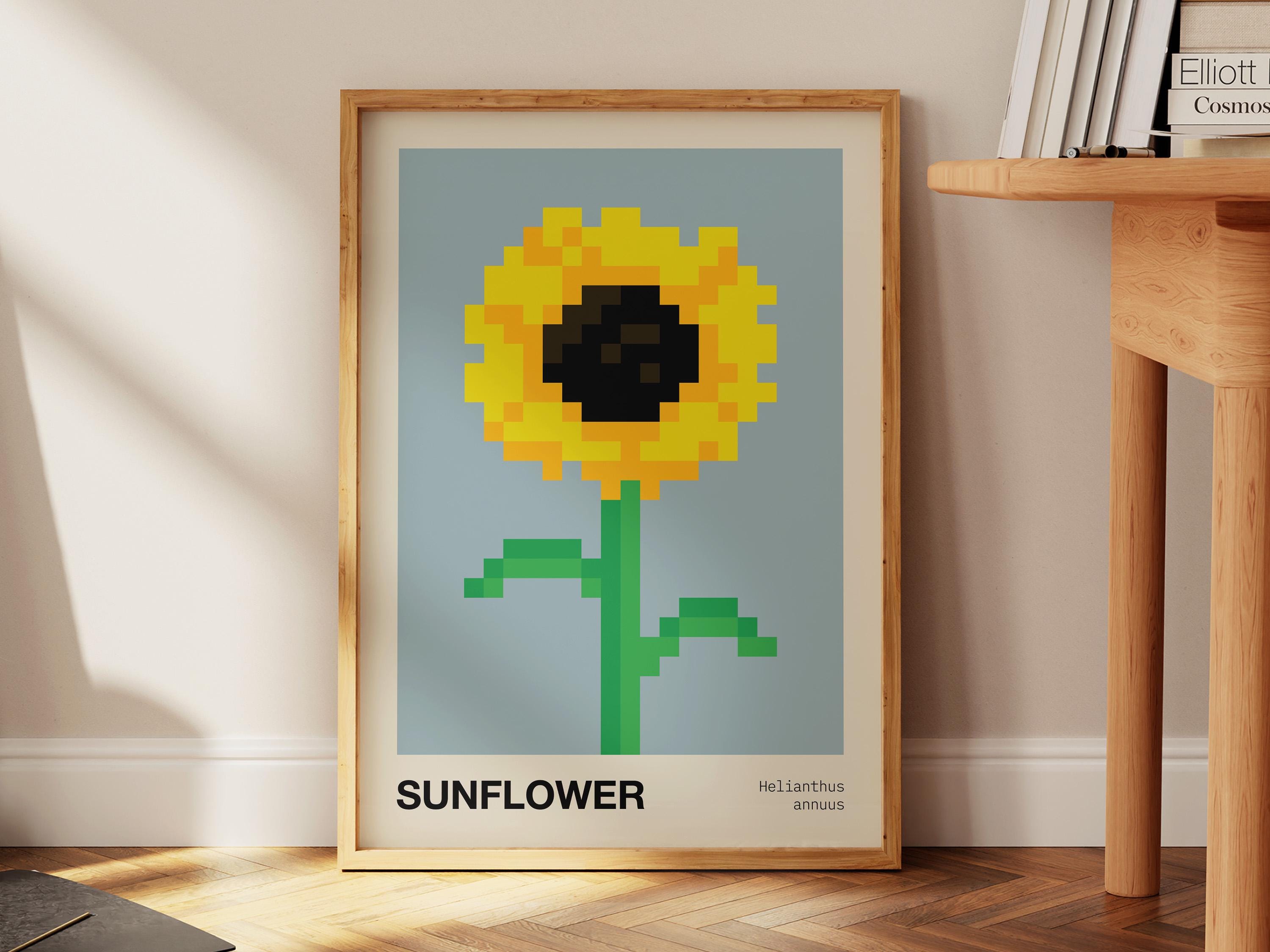 Pixel Sunflower Art Print: Retro 8-bit Flower Home Decor (digital ...