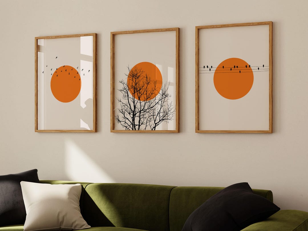 Minimalist Sunset Poster, Set of 3 Prints, Neutral Wall Art, Abstract ...