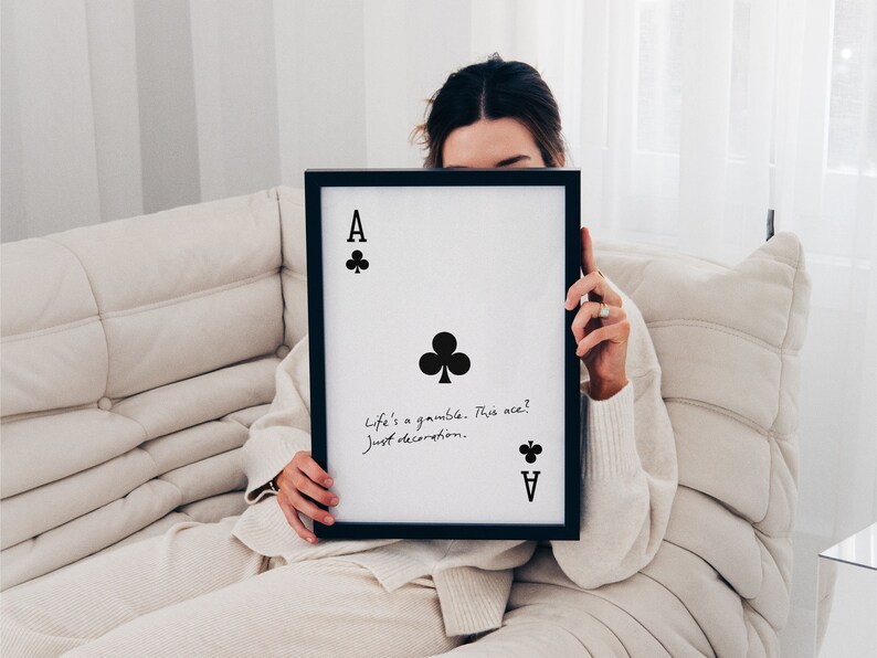 Ace of Clubs Poster, Dark Humor Art, Minimalist Print, Contemporary Art ...