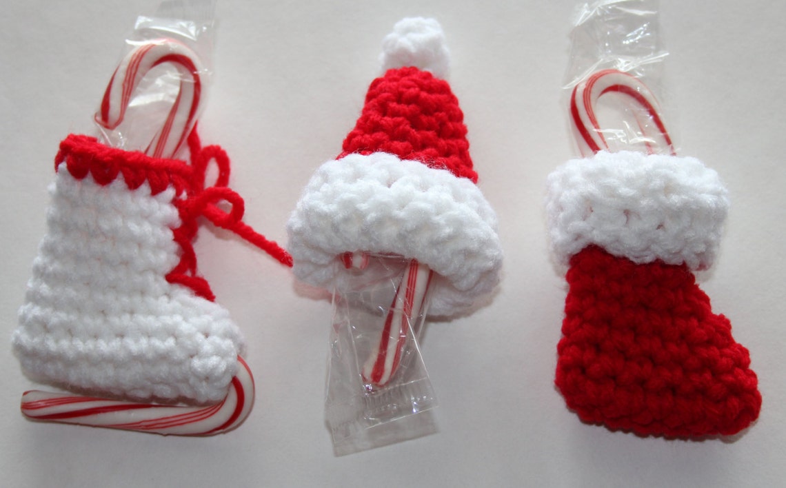 Mini Candy Cane Holder Christmas Ornaments Crochet Pattern - Etsy