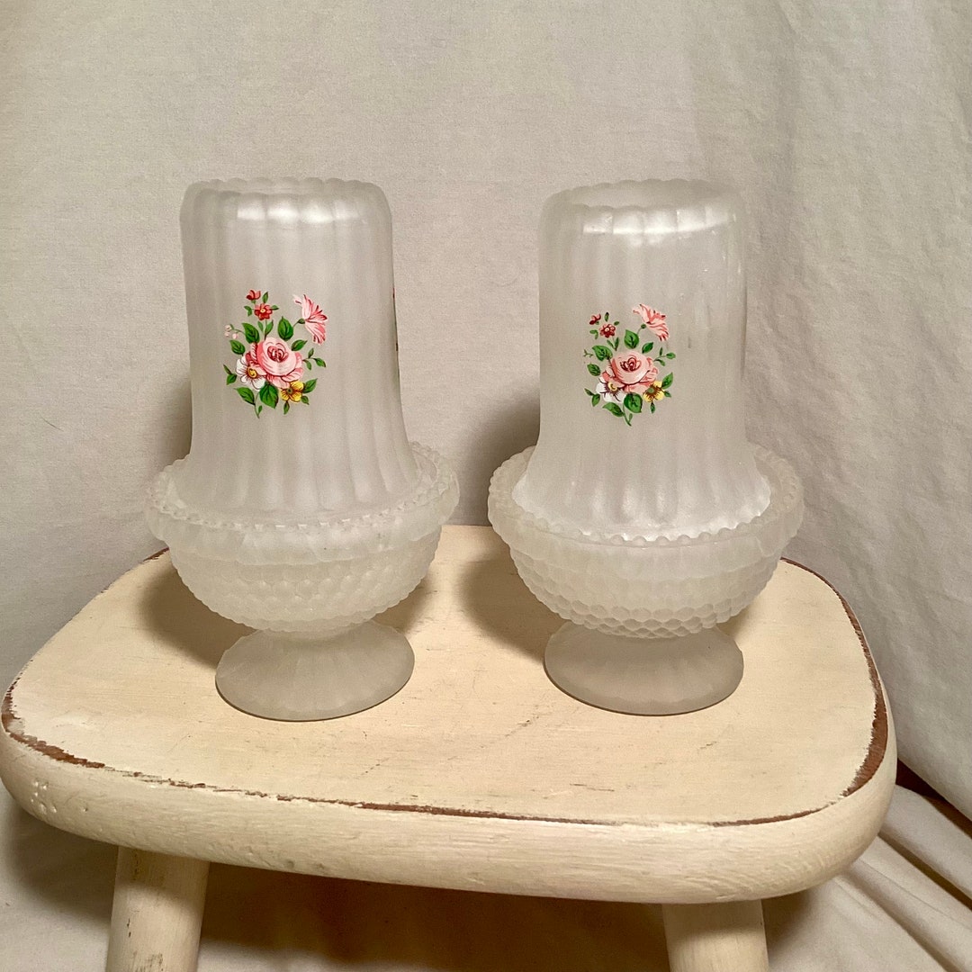 Sweet Little Frosted Fairy Lamps With Rose Accents, Set of 2 - Etsy