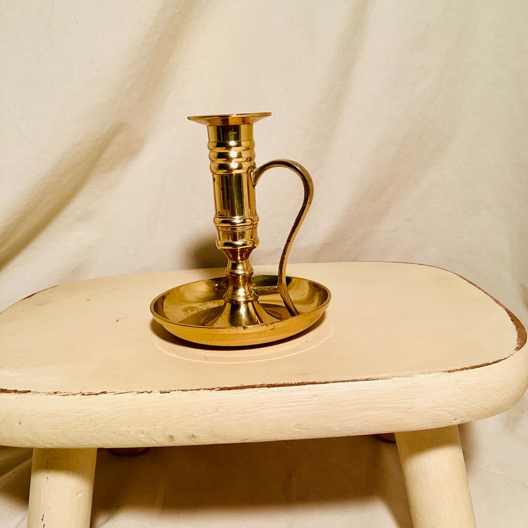 Brass Chamber Candlestick With Handle - Etsy