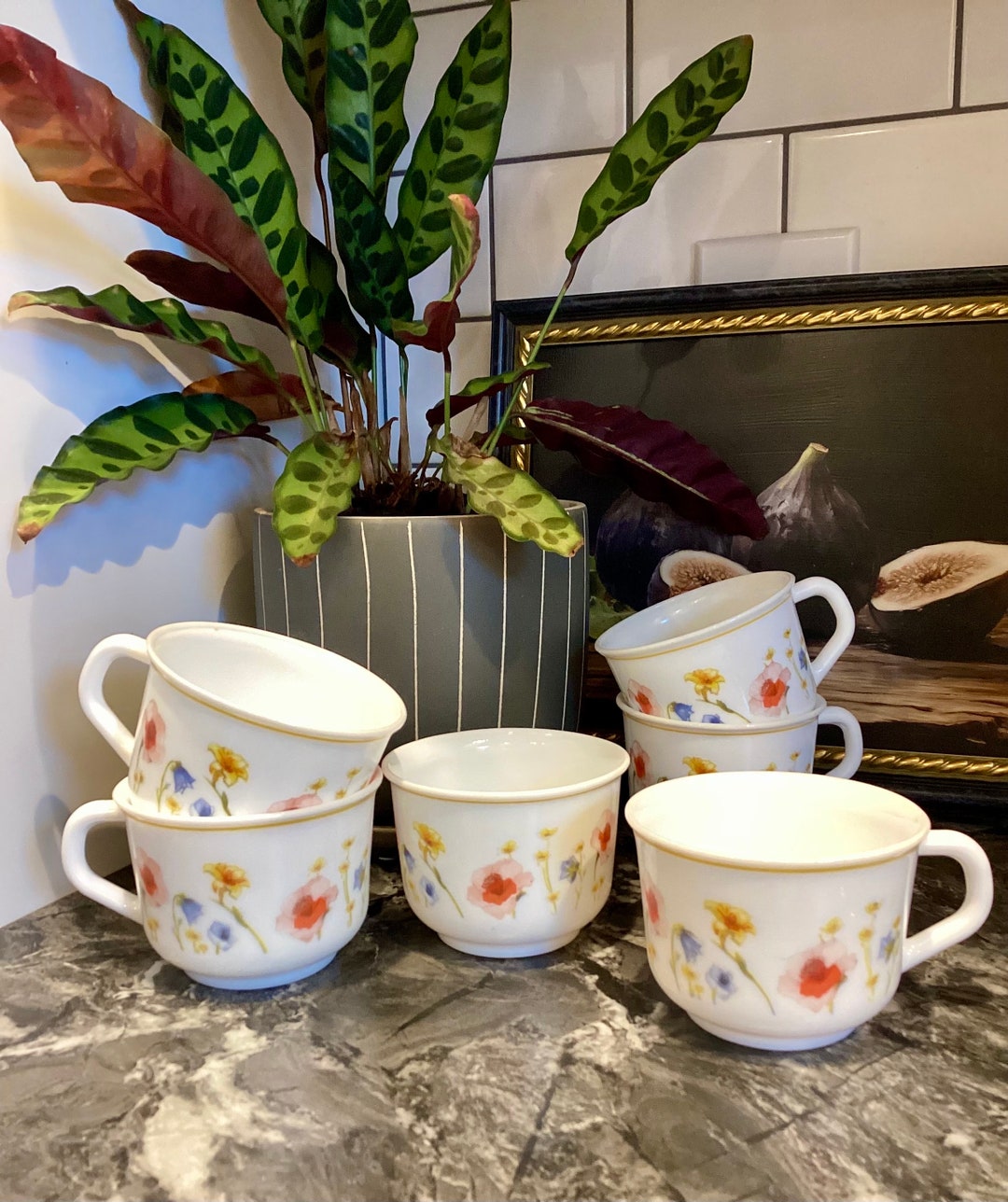 Set of Six Mugs From 1970’s, Arcopal, Made in France, Milk Glass - Etsy