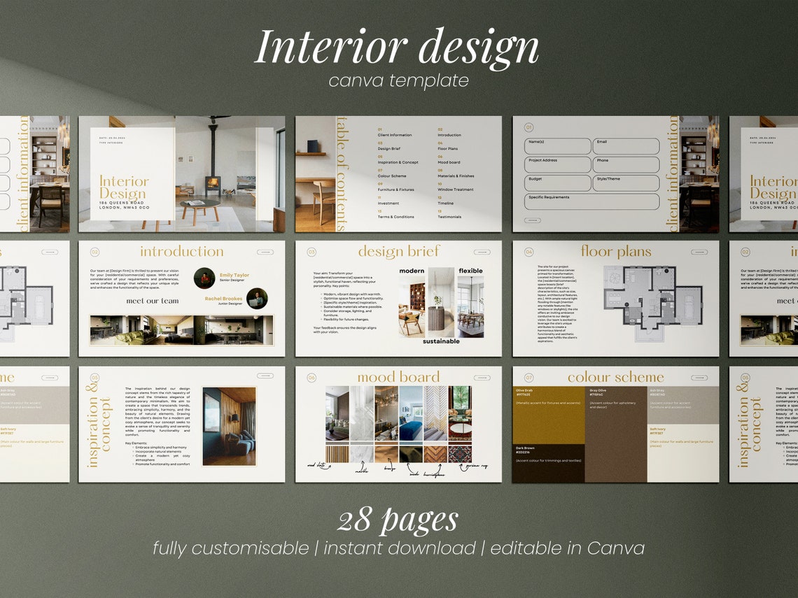 Interior Design Proposal Template, Canva Editable (instant Download) - Etsy