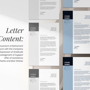 Professional Retirement Letter Template - Editable Retirement Notice ...