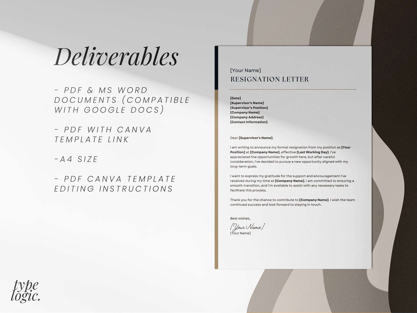 Professional Resignation Letter Template - Editable in Word, PDF, Canva ...