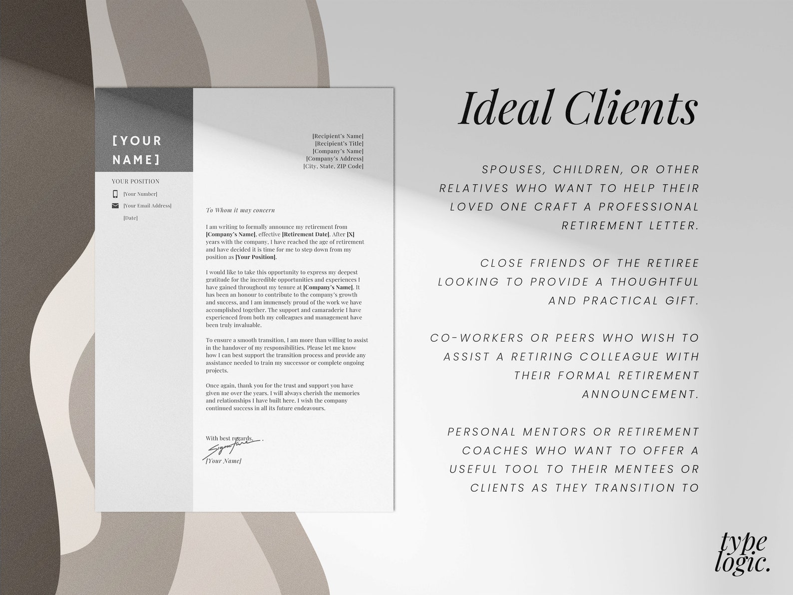 Professional Retirement Letter Template - Editable Retirement Notice ...