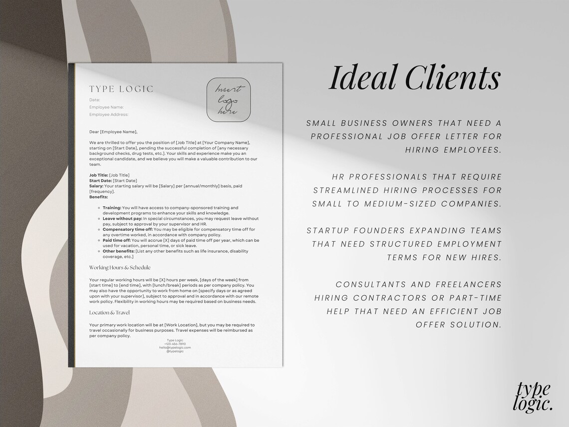 Professional Job Offer Template - Printable Offer Letter for Employment ...