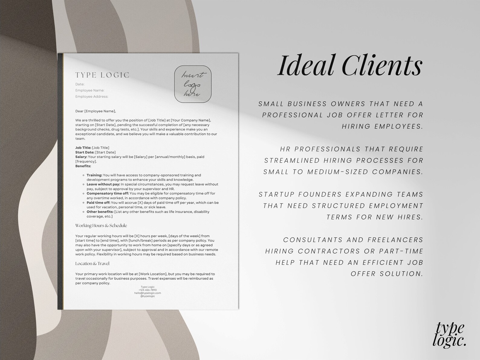 Professional Job Offer Template - Printable Offer Letter for Employment ...