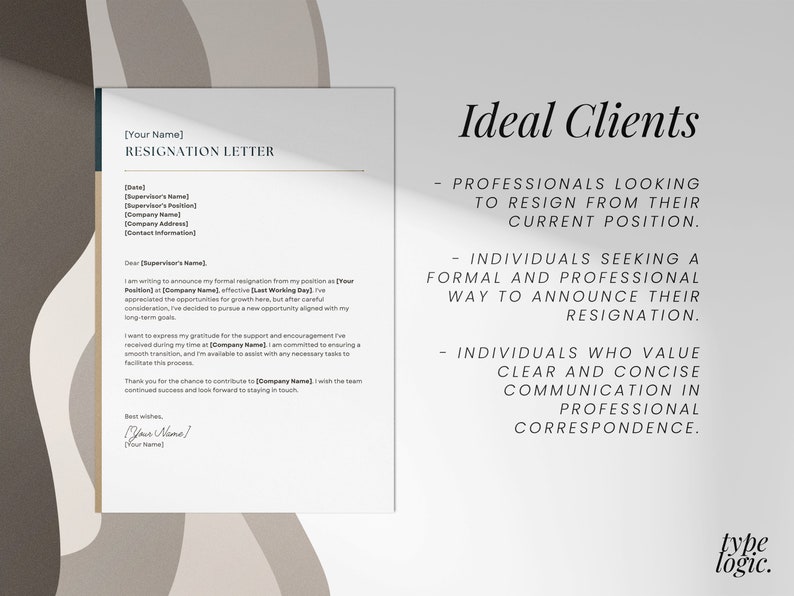 Professional Resignation Letter Template - Resign Letter - Notice ...