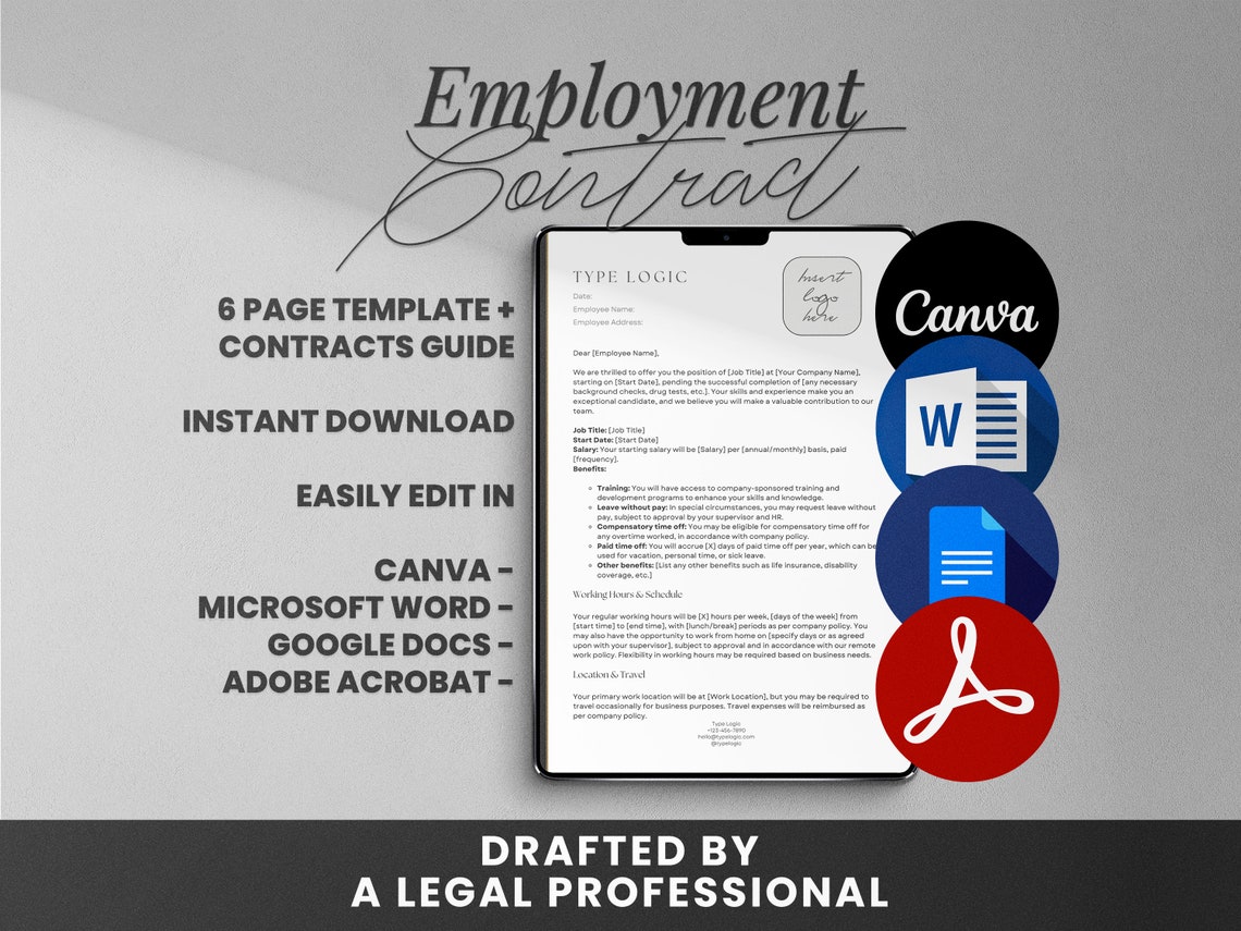 Employment Contract Template Employment Agreement Template Printable ...