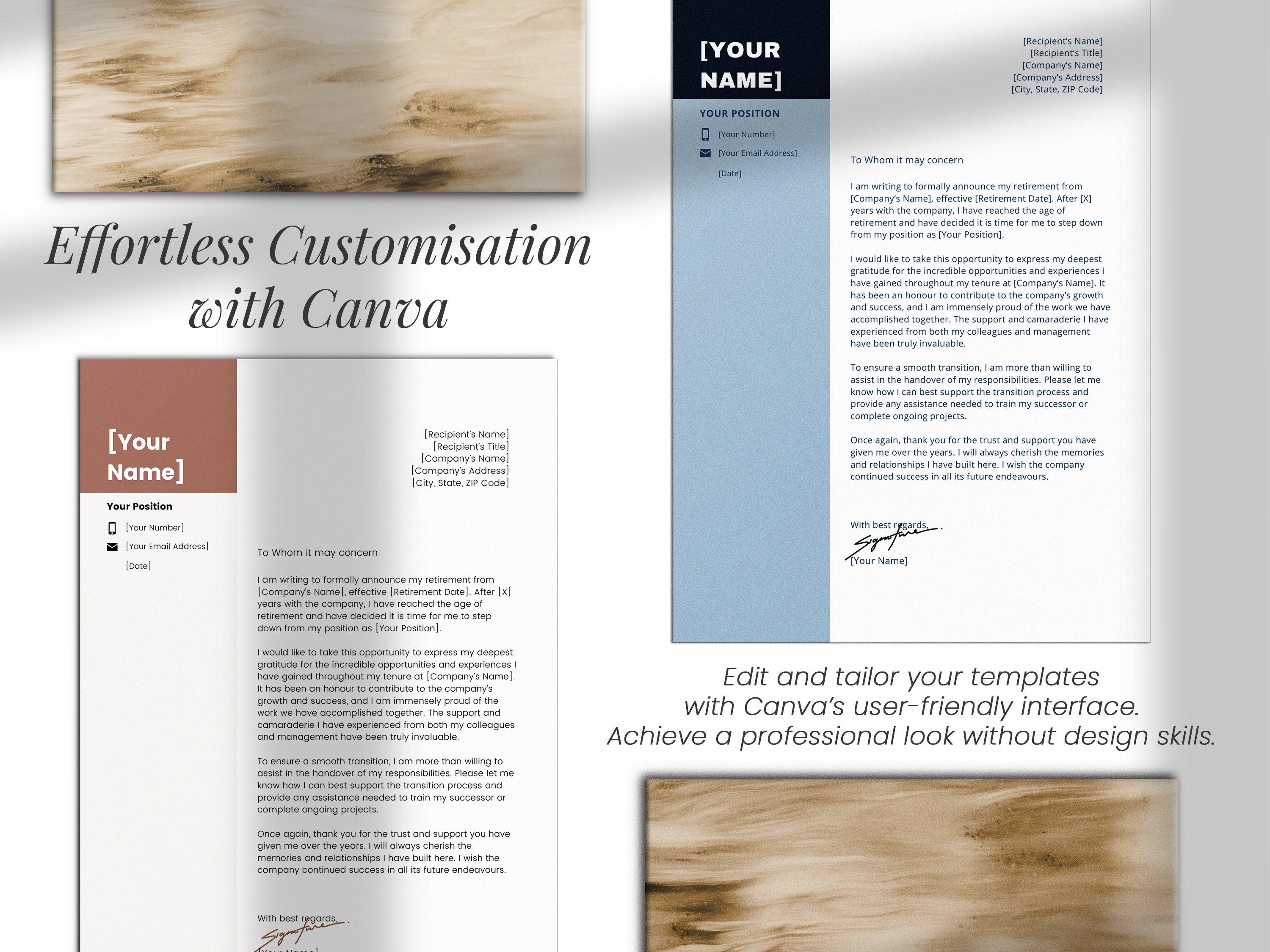 Professional Retirement Letter Template - Editable Retirement Notice ...