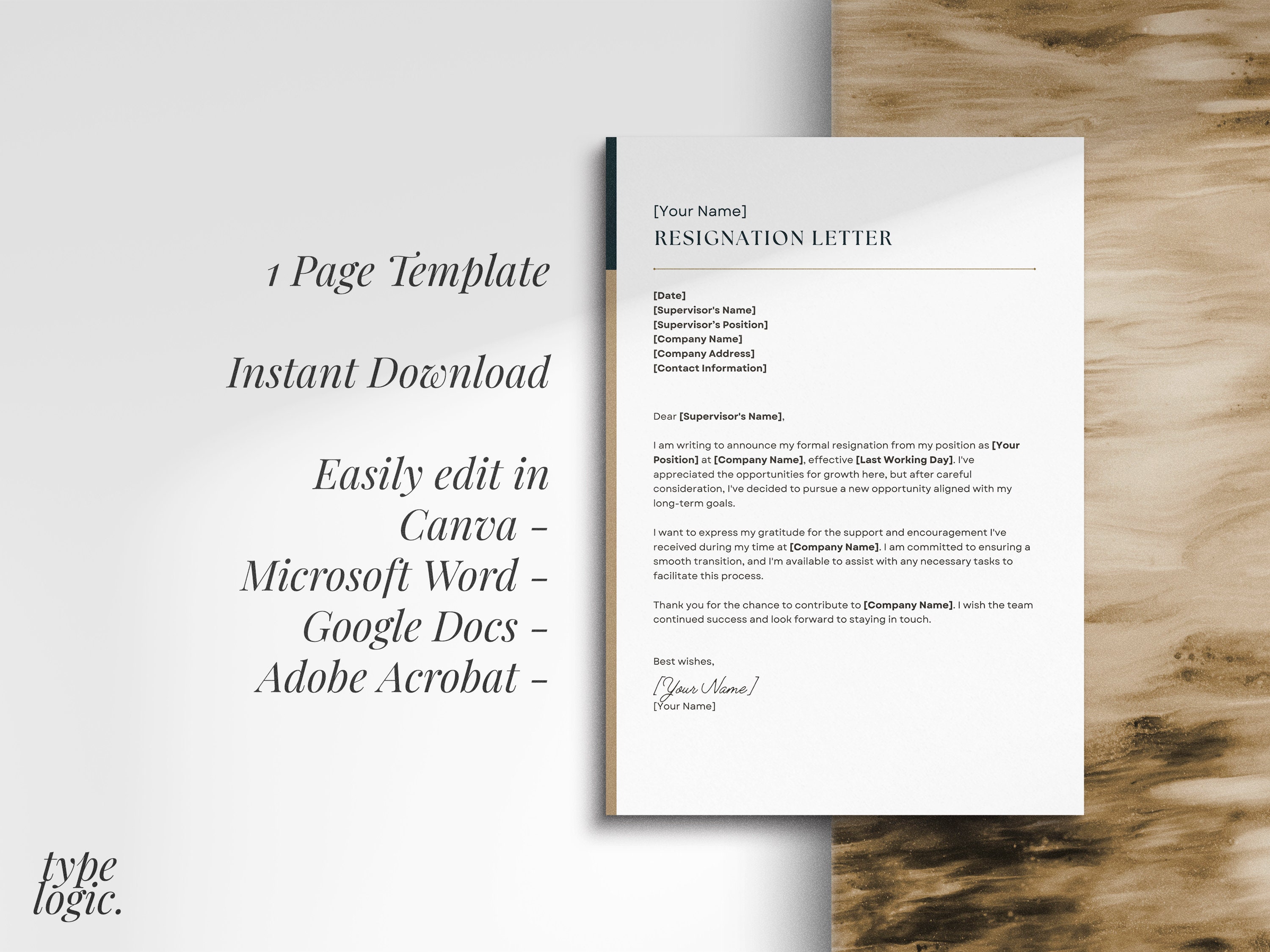 Professional Resignation Letter Template - Resign Letter - Notice ...