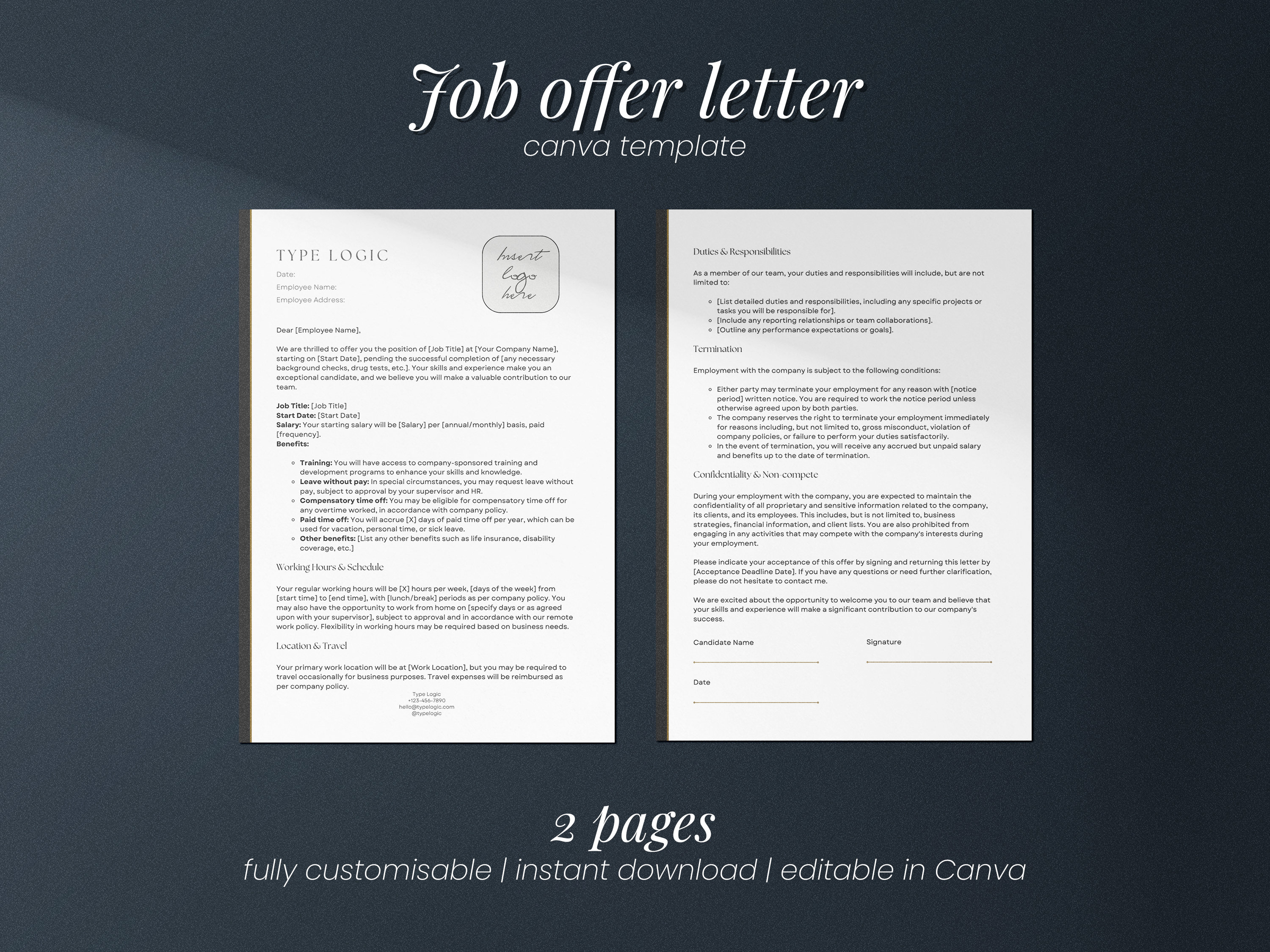 Professional Job Offer Template Printable Offer Letter for Employment ...