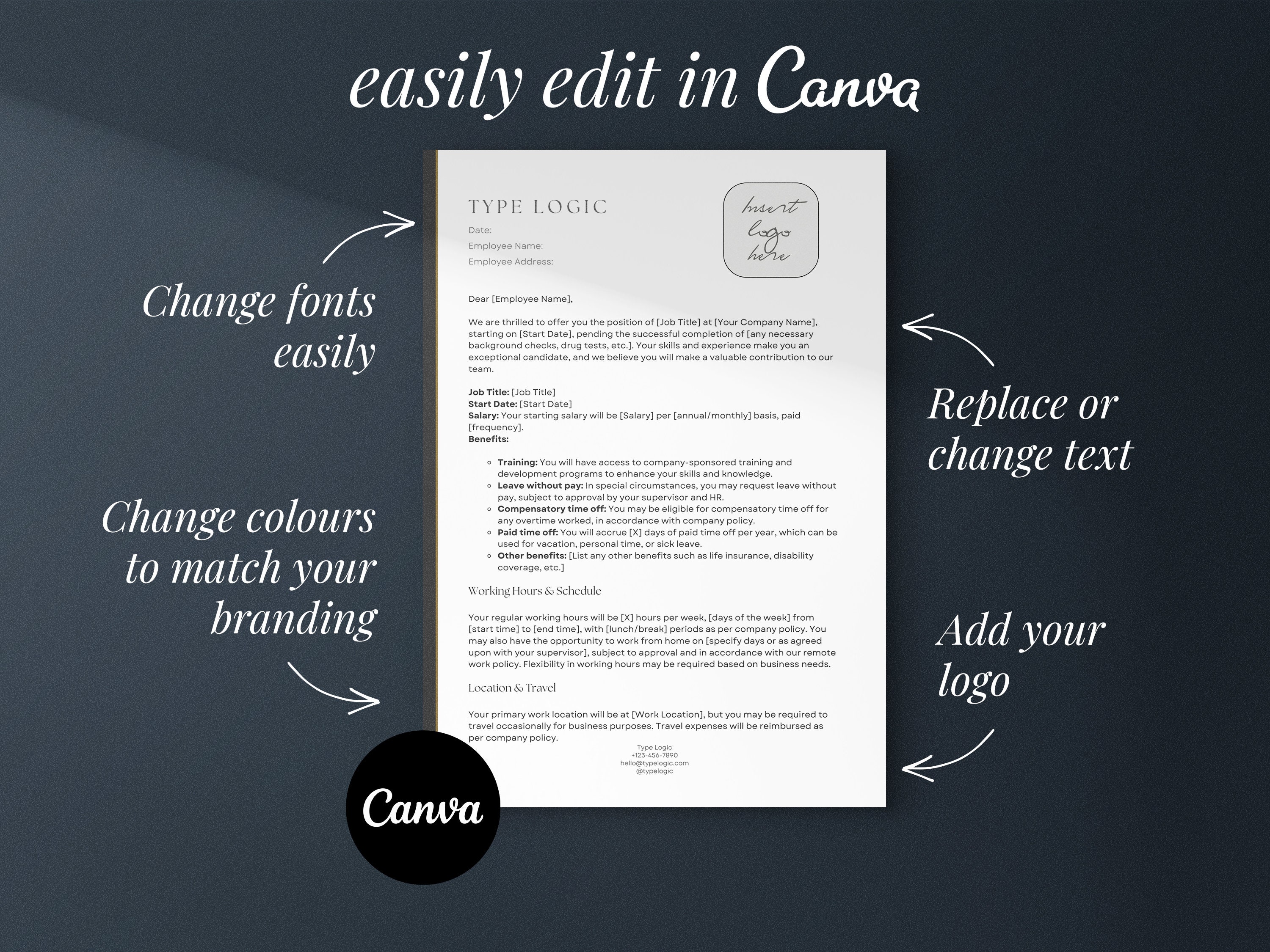 Professional Job Offer Template Printable Offer Letter for Employment ...