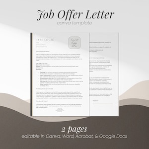 Printable Job Offer Letter Template - Editable Canva, Word & PDF - Etsy